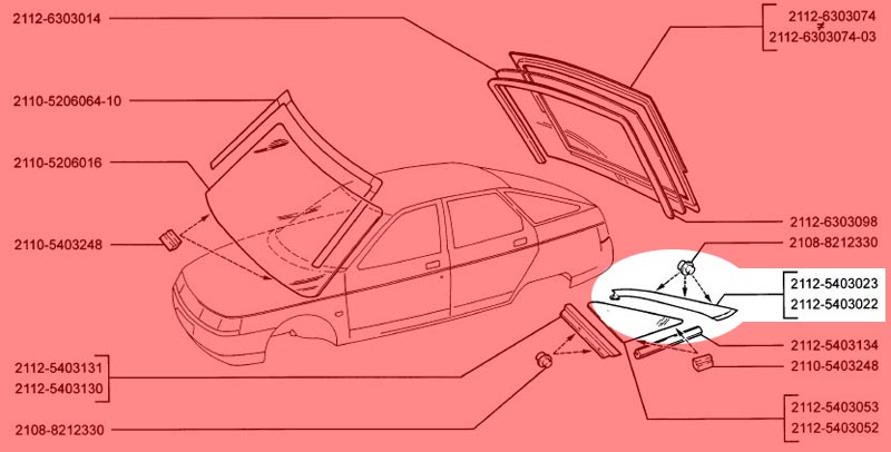 Lada Vega HB (2112) Arka Kelebek Cam Dış Plastiği, Bakaliti,